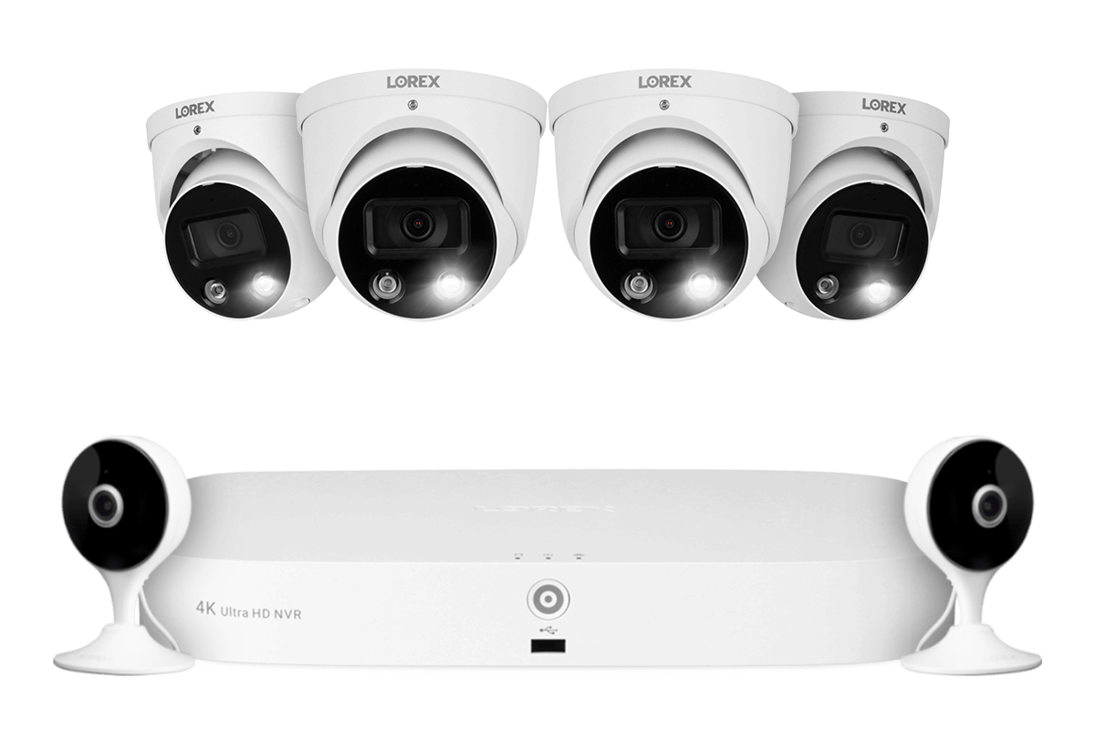 Lorex Fusion 4K 8-Channel 2TB Wired NVR System with Four 4K IP Dome Ca
